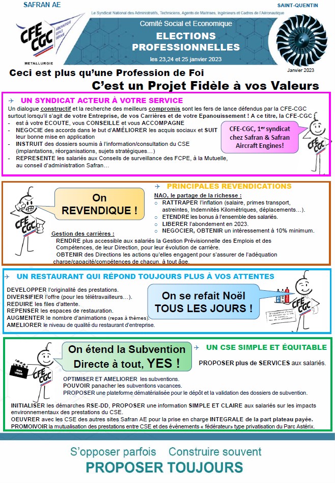info SQY : Notre profession de foi - CFECGC Safran Aircraft Engines